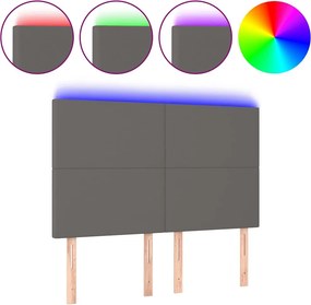 Čelo postele s LED šedé 144x5x118/128 cm umělá kůže 3122238