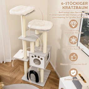 Costway 176 cm 6patrové škrabadlo s útulnými podložkami a jeskyně a cat arch