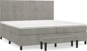 Box spring postel s matrací světle šedá 200x200 cm samet 3137863