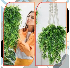 Camerazar Umělá kapradina sada dvou závěsných dekorací v zelené barvě 82 cm