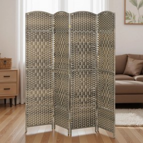 Skládací paraván HOMCOM, 4 panely, 180 × 180 cm, tmavý dub