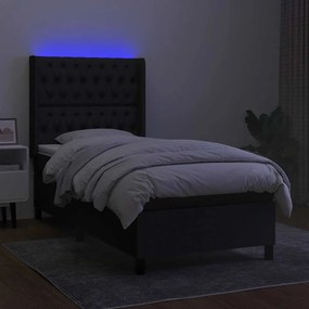 Box spring postel s matrací a LED černá 90x190 cm textil 3138519