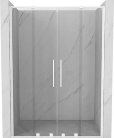 Mexen Velar L Duo, posuvné sprchové dveře do otvoru 140 cm, 8mm čiré sklo, bílá matná, 871-140-003-02-20