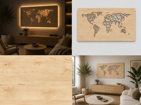 Li-Go "Mapa světa" světelný obraz s baterií a pohybovým čidlem 120x60 cm provedení povrchu: bříza