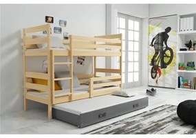 Dětská patrová postel ERYK s výsuvným lůžkem 80x190 cm - borovice Šedá