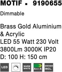 Závěsné LED svítidlo NOVA LUCE MOTIF 60W 3000K 9190655 stmívatelné Triac