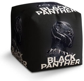 Sablio Taburet Cube BLACK PANTHER z profilu Černý: 40x40x40 cm