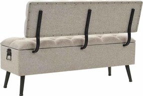 Úložná lavice s opěradlem 110 cm krémová textil 339298