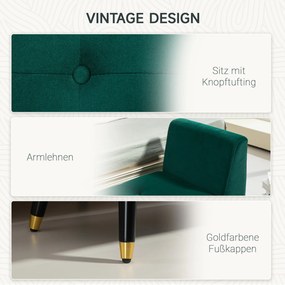 HOMCOM Luxusní sedací lavice Čalouněná lavice s úložným prostorem Područky Truhlicová lavice Sametový polyester kaučukovník Zelená 107 x 42 x 65 cm