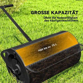 Kompostér Outsunny 75L 61x40cm - Rozmetadlo hnojiv pro zahradu s T-rukojetí, kovová síťka a rozmetadlo pro rašelinu