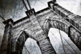 DIMEX | Vliesová fototapeta Monochromatický Brooklynský most MS-5-3001 | 375 x 250 cm | bílá, černá