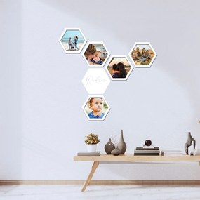 dřevo života Sada fotorámečků HEXAGON Zvolte barvu dekoru: Bílá, Velikost fotorámečků: 15x21, Text: Rodina