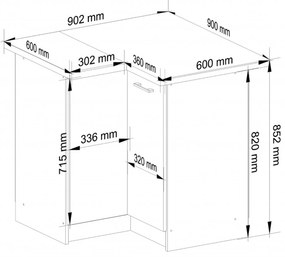 Kuchyňská skříňka OLIVIA S90/90 - bílá/cappuccino lesk