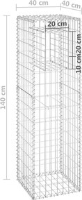 Gabionové sloupky 2 ks 40 x 40 x 140 cm železo 151263
