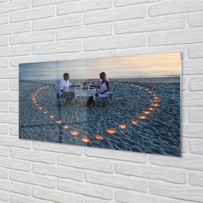 Obraz na skle Srdce s pár svíček moře 120x60 cm