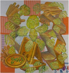 Daniela Krajčová | Krajanie šalátu Rám: Bílý, Velikost: 40 x 40 cm