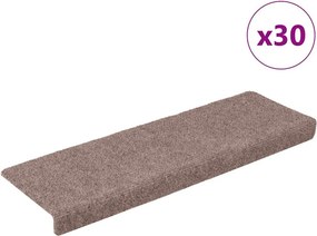 Schodové rohože samolepicí 30 ks 65 x 21 x 4 cm světle hnědé s obdélníkovým okrajem 3365691