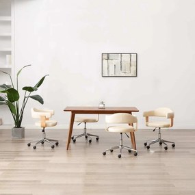 vidaXL Otočné jídelní židle 4 ks ohýbané dřevo a textil [3054894] Barva: krémová