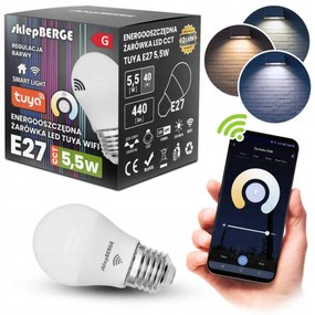 BERGE SMART E27 LED žárovka 5,5W WW-NW-CW Wi-Fi TUYA CCT