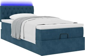 Osmanský rám postele s matrací tmavě modrá 90x200cm samet 3312672