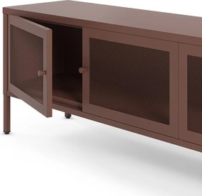 Vínový kovový TV stolek 160x50x35 cm Fayna – Marckeric