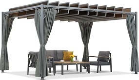 Antracitová pergola Paros 3x4 m se závěsy Garden Point