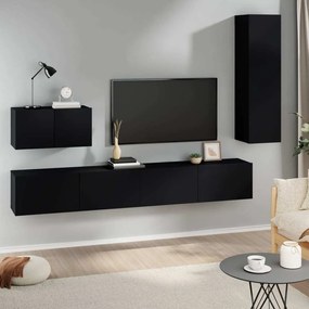 vidaXL 4dílný set TV skříněk kompozitní dřevo [3114328] Barva: Černá