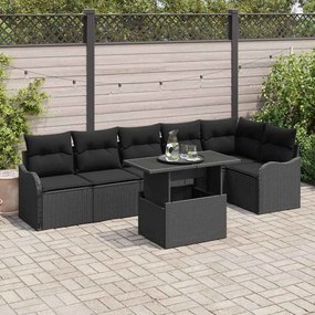 Set pohovek 7 ks Černá Poly ratan 3348479