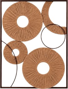Nástěnná dekorace CIRCLES kovová 48x68 cm, hnědá