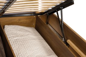 Dvoulůžková postel Velvet II 74 140x200 z masivu s LED osvětlením a roštem dub Rustikal/béžová