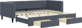 Válenda s přistýlkou a zásuvkami tmavě šedá 90 x 200 cm samet 3196740