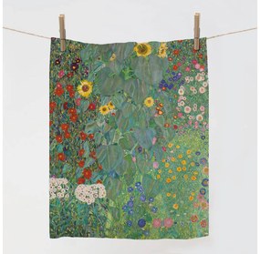 Lenbutik Lněná utěrka 70x45 Gustav Klimt Květinová zahrada / Flower Garden