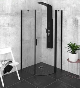 Polysan Zoom - Sprchový kout Black 90x90 cm, pravý, černá mat/čiré sklo ZL2615BR