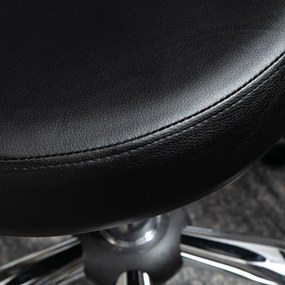 HOMCOM polohovatelný kancelářský otočný taburet s opěrkou zad, kolečky, pracovní taburet do kanceláře, obývacího pokoje, umělá kůže, 45 x 54 x 73-88 …