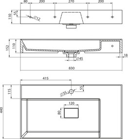 Sapho GODIVA 83 x 44 cm GU083L umyvadlo bílá