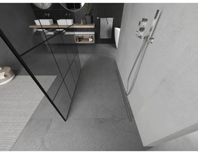 Mexen Kioto, sprchová zástěna Walk-In 160 x 200 cm, 8mm sklo černý vzor, ​​chromový profil, 800-160-002-01-77