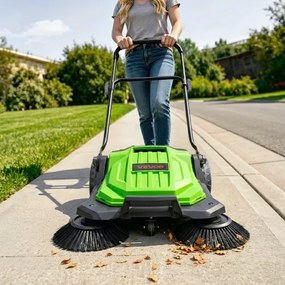 Ruční zametací stroj s ručním tlačením, Se záběrem 650 mm VEVOR – Zelená