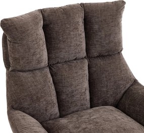 Relaxační otočné křeslo DORA — kov, látka, hnědá