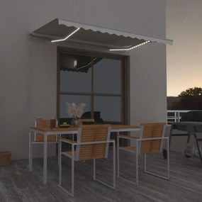 Ručně zatahovací markýza s LED světlem 350 x 250 cm krémová 3068882