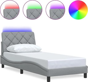 Rám postele s LED bez matrace Světle šedá 90x190 cm Látka 3310636