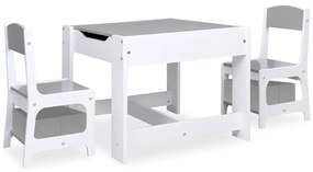 vidaXL Dětský stůl se 2 židlemi bílý MDF