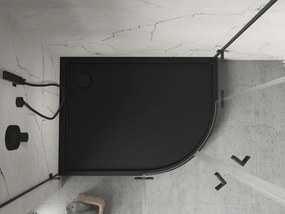 Mexen Flow+ sprchová vanička půlkruhová asymetrická levá 100 x 80 cm, černá mat - 46Q708010LH