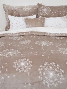 MK Lůžkoviny Prodloužené mikroplyšové povlečení Exclusive - Pampelišky cappuccino 140 × 220 cm, 70 x 90 cm
