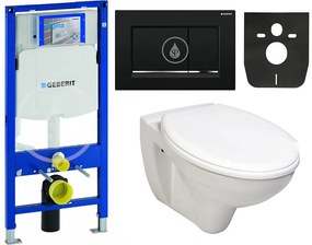 AKCE/SET/LIVERO Geberit - Modul pro závěsné WC s tlačítkem Sigma30, černá/chrom + TAURUS závěsná WC mísa, 36x54,5 cm, + ALICANTE WC sedátko, bílá