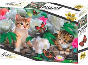 Prime 3d puzzle koťata mezi pivoňkami 1000 dílků
