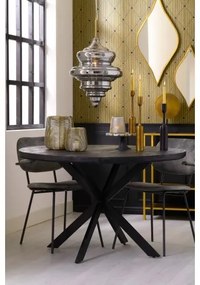 Jídelní stůl kulatý YELLOV Ø120x76, dřevo černé, podnož černá Light@Living 6765712