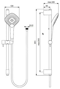 Ideal Standard Idealrain Evo Jet Sprchový set Diamond, tyč 600 mm s ruční sprchou B1762AA