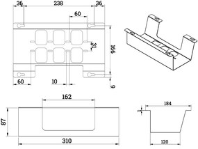 In-Design Držák kabelů a zásuvek pod stůl BOXIT V bílý Šířka držáku kabelu: 310 mm