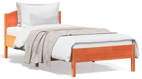 Rám postele s čelem voskově hnědý 90 x 200 cm masivní borovice,  842621