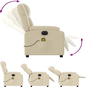 Elektrické masážní polohovací křeslo krémové textil 3205199